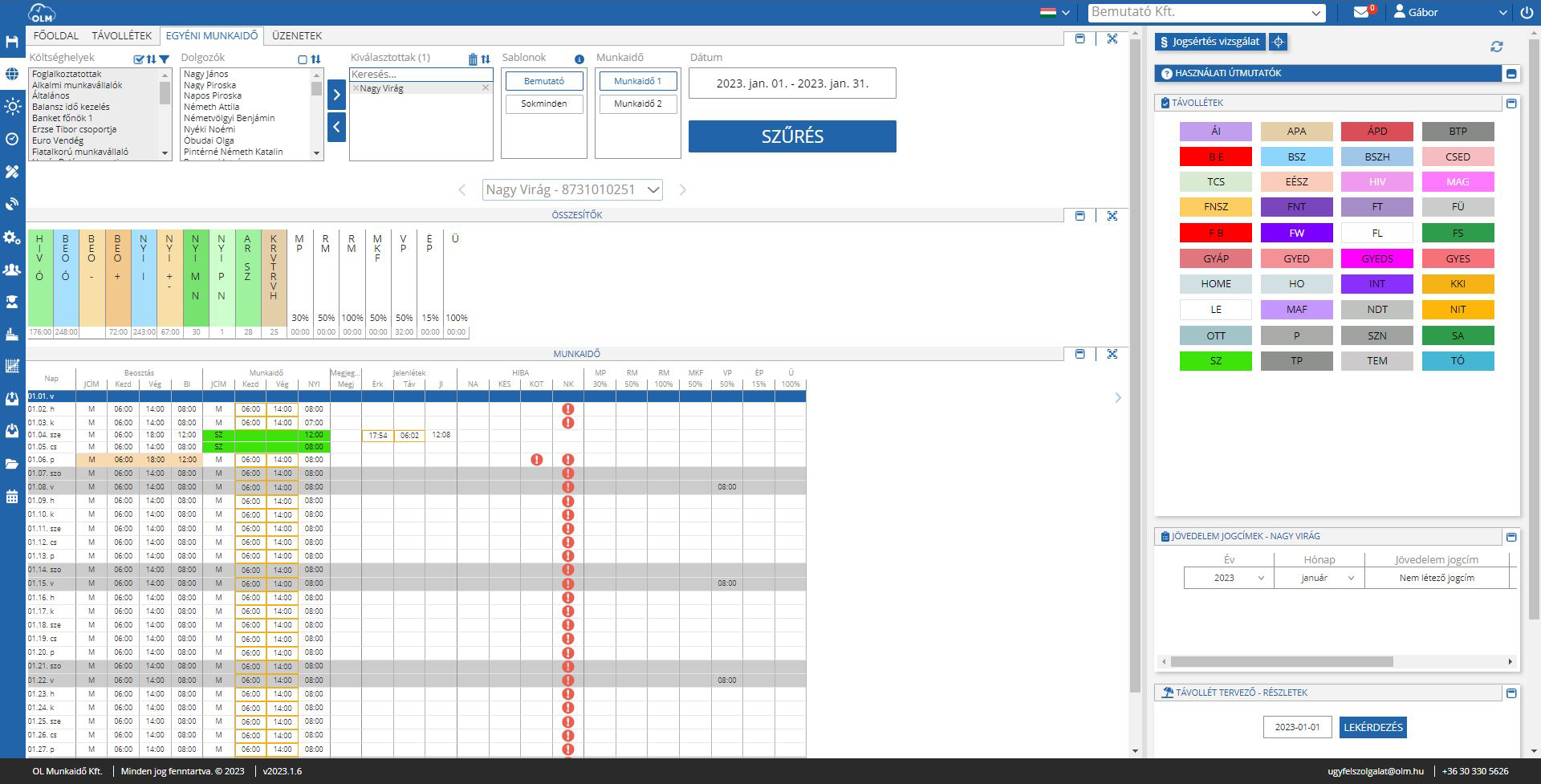 Munkaidő nyilvántartó - OLM Rendszer