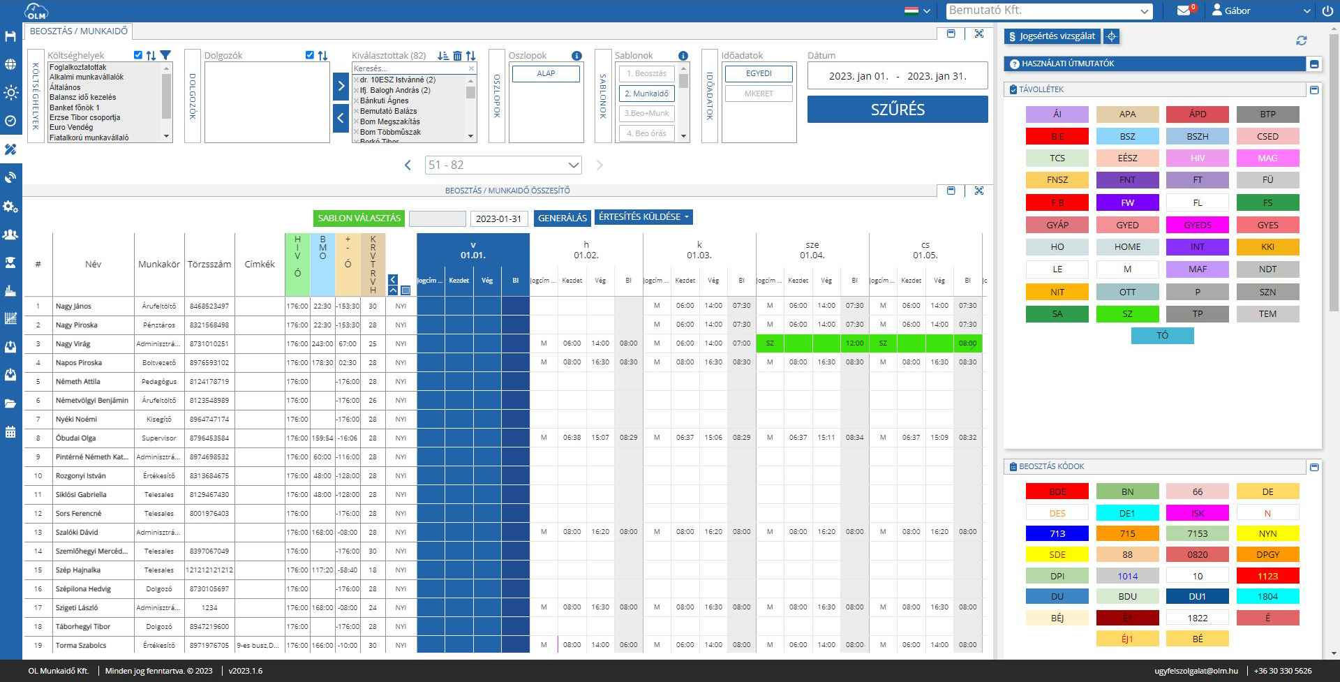 Munkaidő nyilvántartó - OLM Rendszer